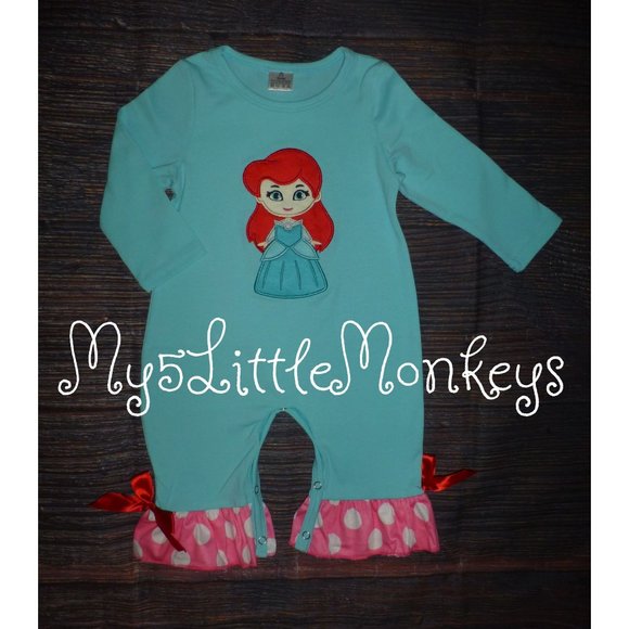 One Pieces | Boutique Baby Girls Princess Ariel Little Mermaid Romper ...